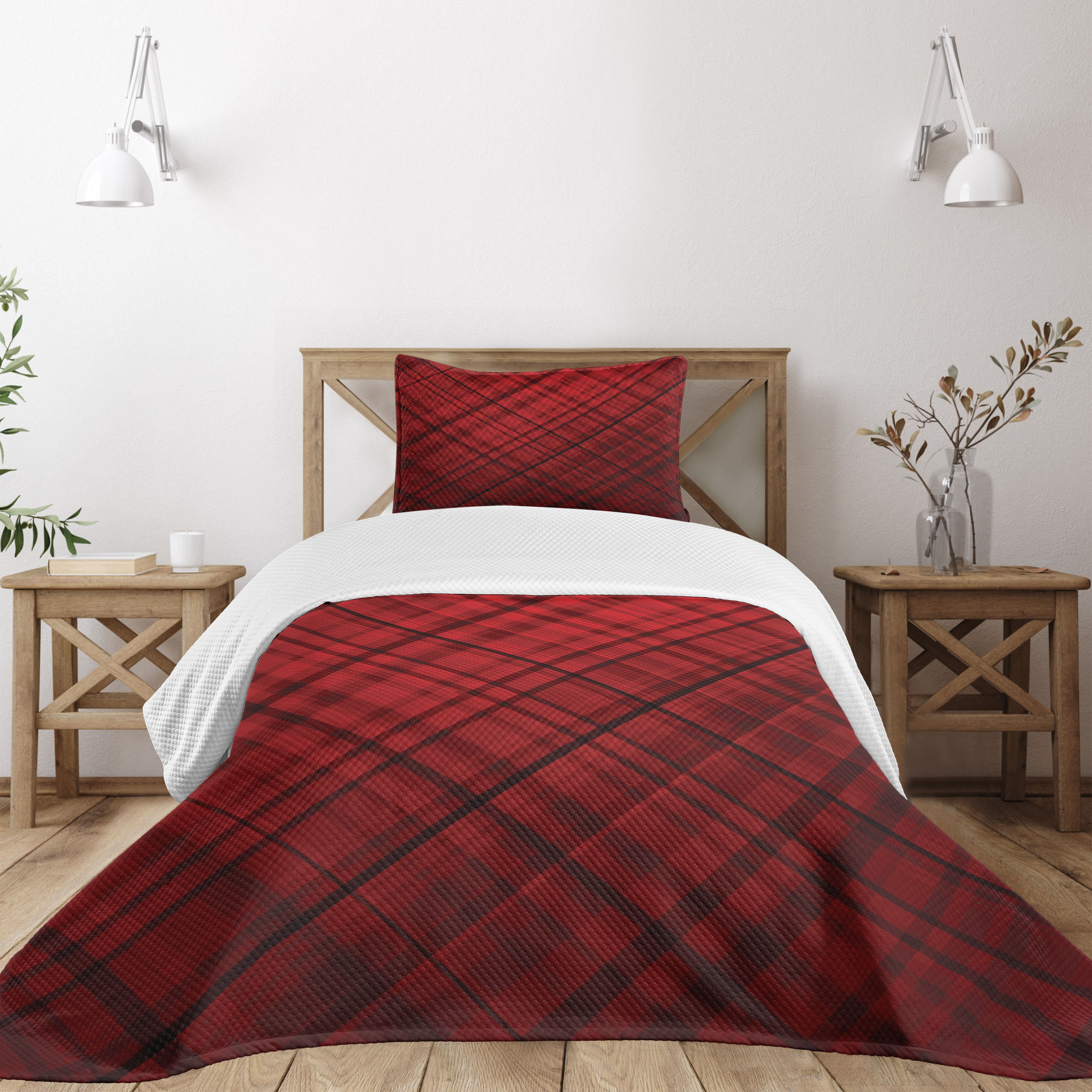 Ambesonne Abstract Bedspread Set 2 Pcs Pattern of Scottish Kilt Twin ...