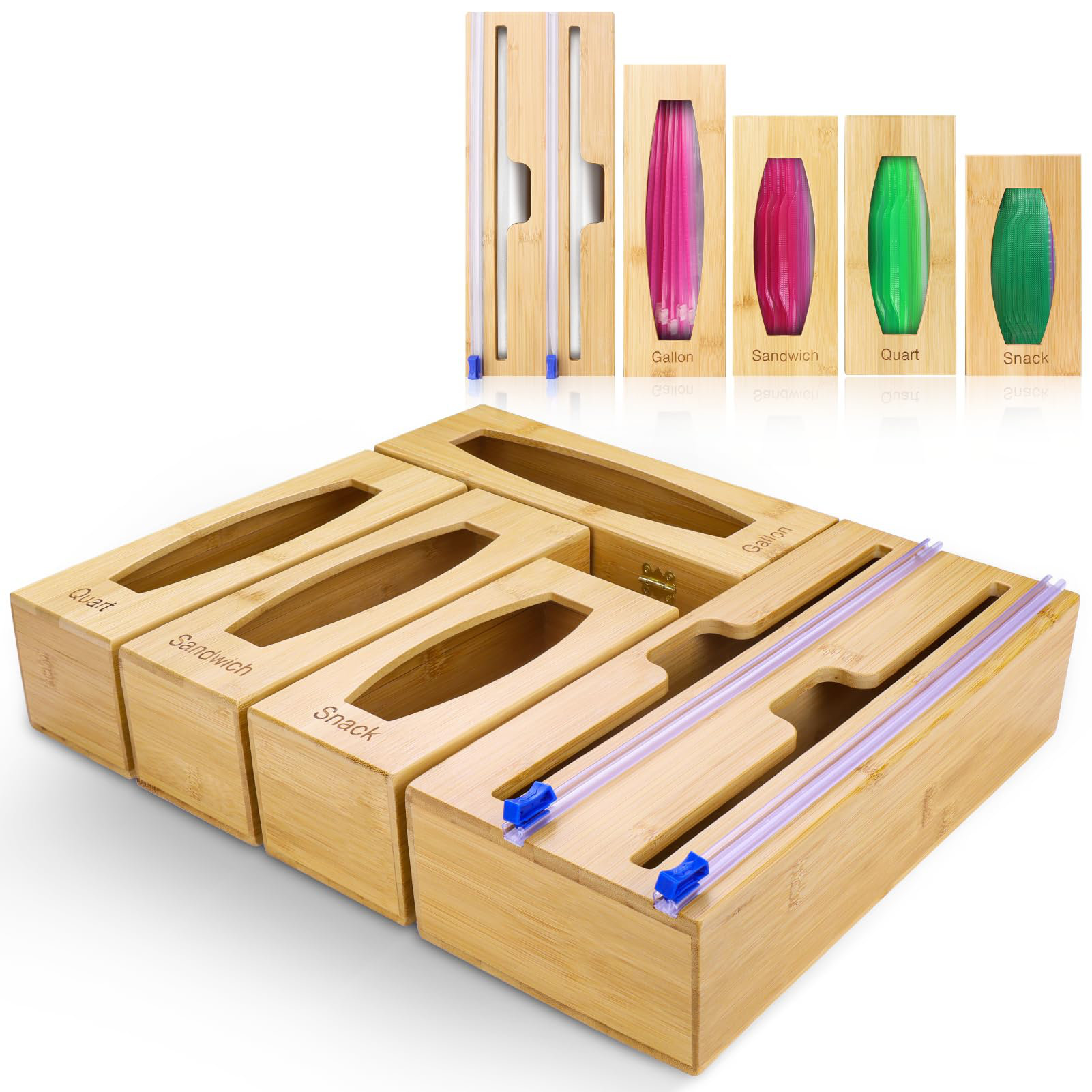 Rebrilliant Individual Storage Bag Organizer For Kitchen Drawer, Bamboo ...