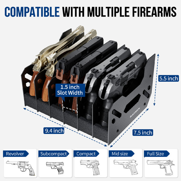 Drillpro Foam Pistol Rack Handgun Holder for Gun Safe Gun Cabinet ...