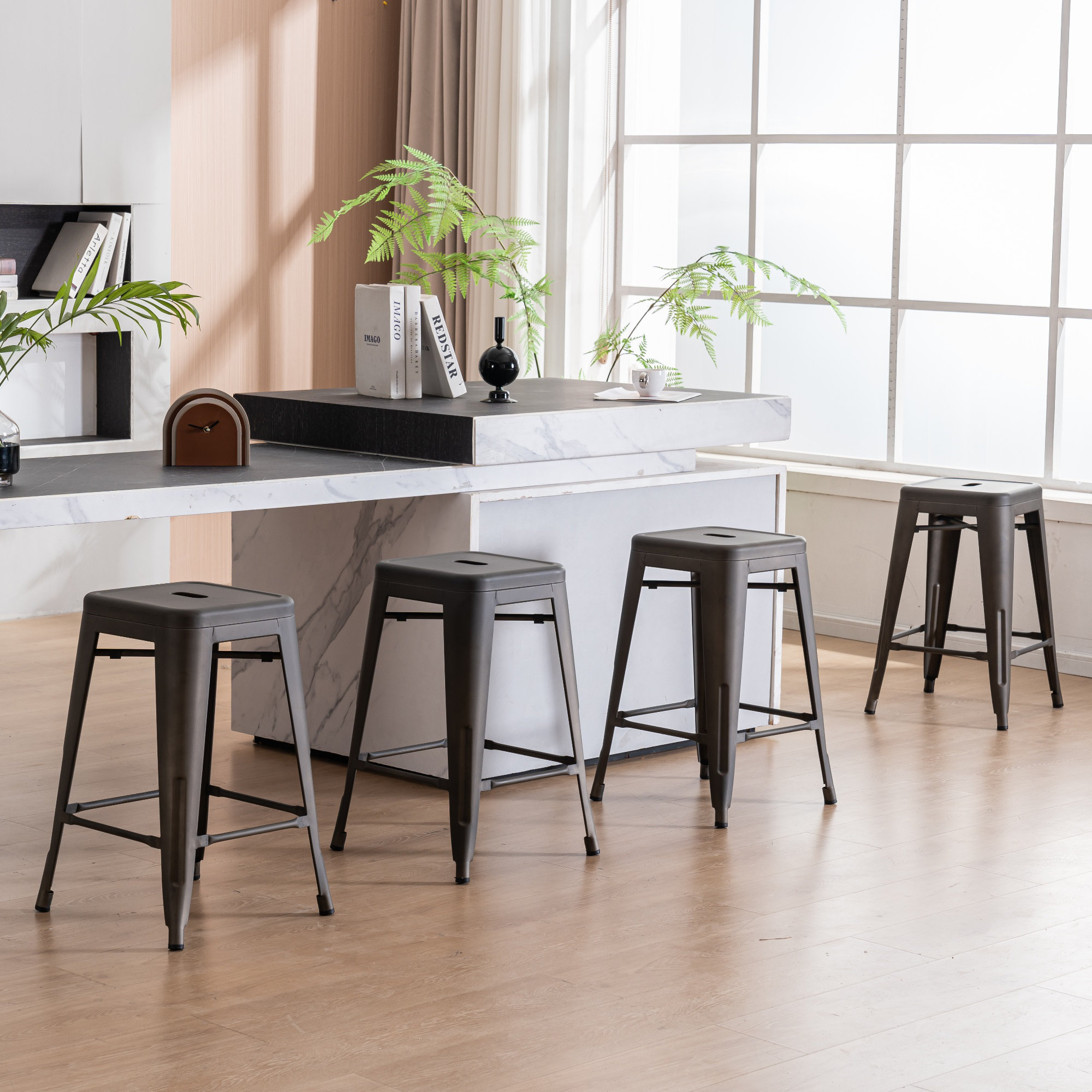 Trent Austin Design® 24''H Modern Counter Stool with Metal Frame ...