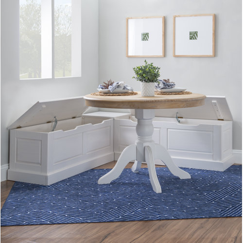 Lark Manor Selby 2- Piece Wood Storage Nook Dining Set With Round Table ...