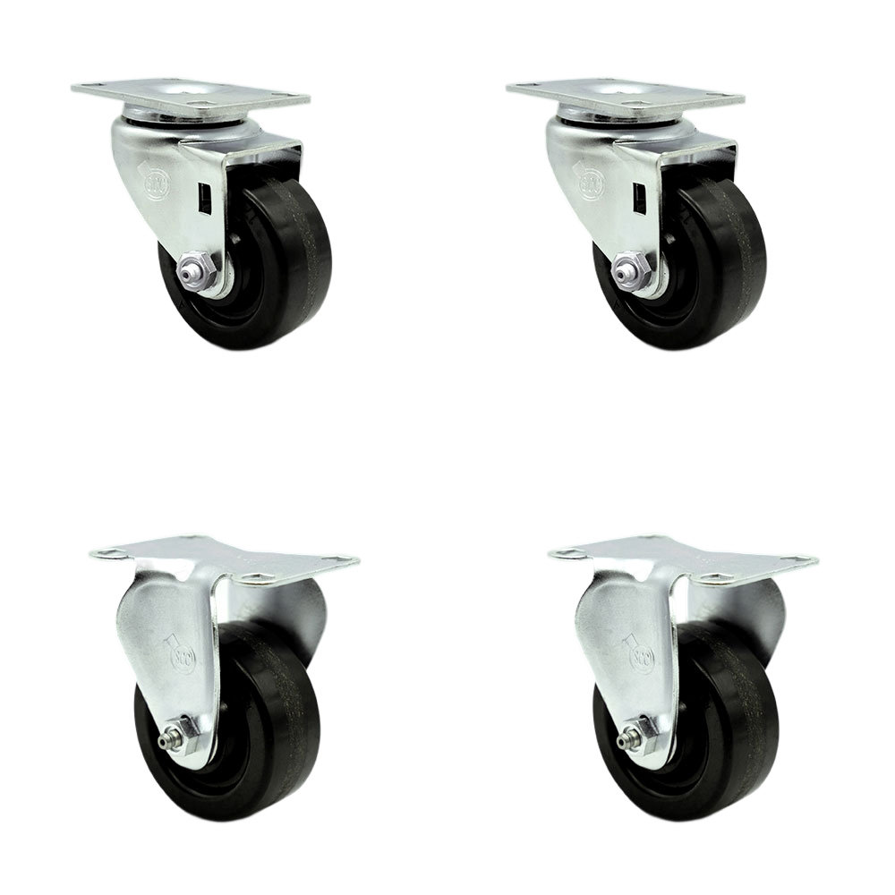 Service Caster 4 Piece Phenolic Wheel Swivel Top Plate Caster Set with ...