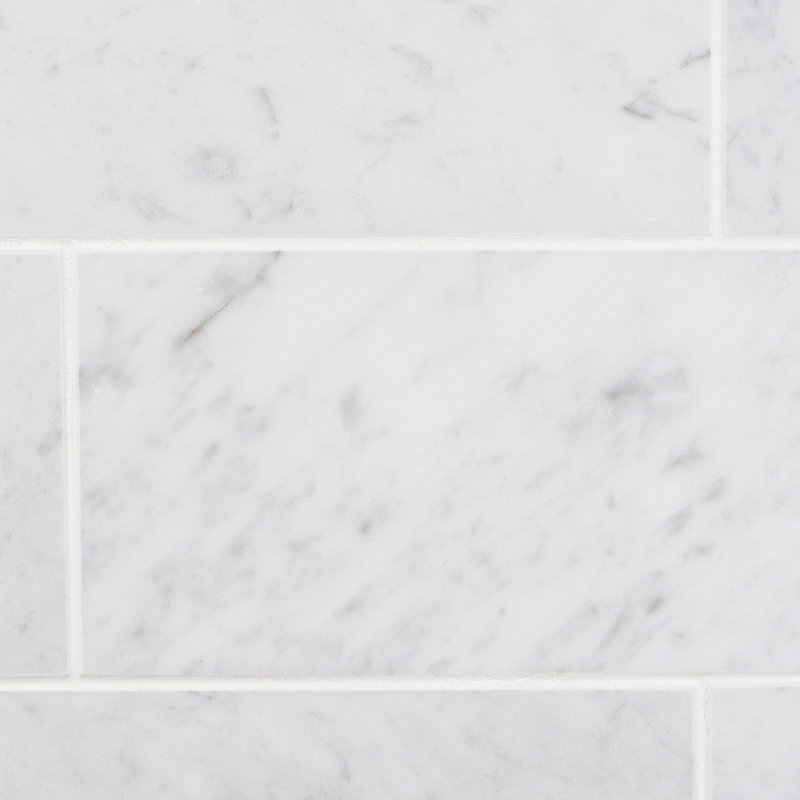 Bond Tile Carrara 4" x 12" Marble Marble Look Subway Wall & Floor Tile ...