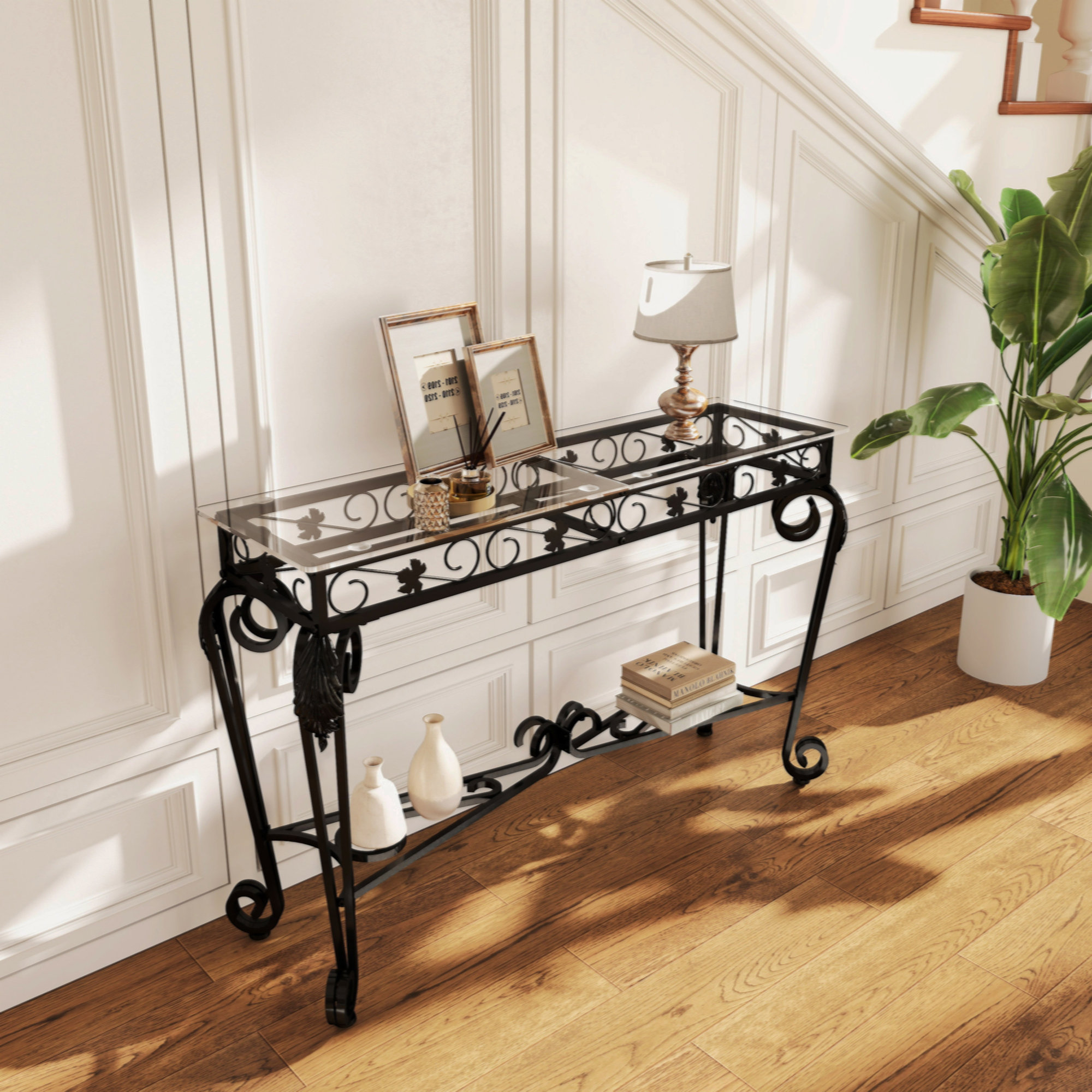 Winston Porter Modern Style Fancy Glass And Metal Table For Entrance ...