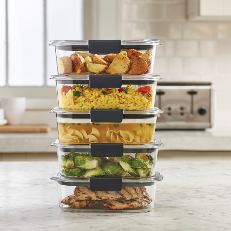 Rubbermaid Brilliance Food Storage Containers, BPA-Free Plastic, Medium ...