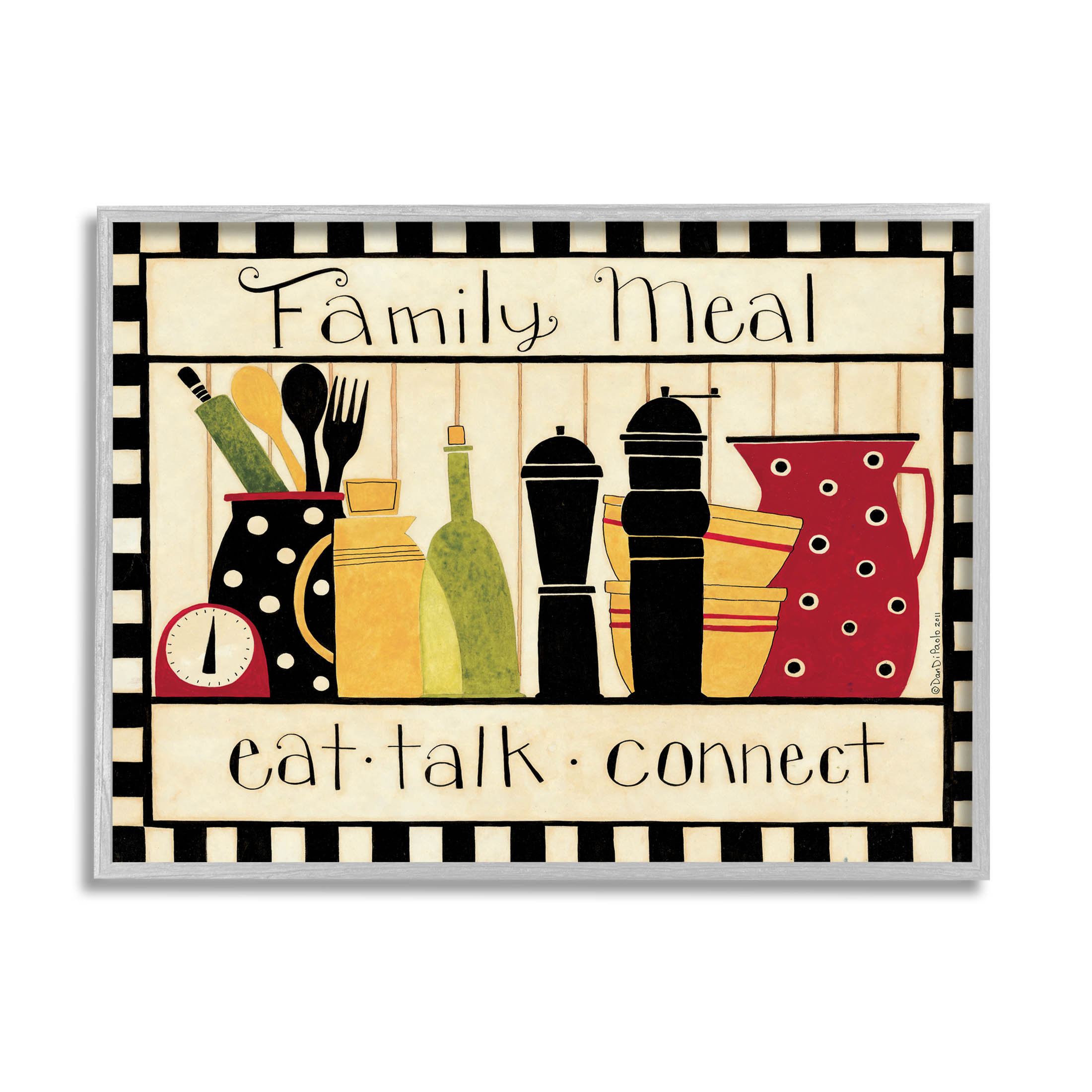 Stupell Industries Family Meal Vintage Kitchen Utensils Framed Giclee ...