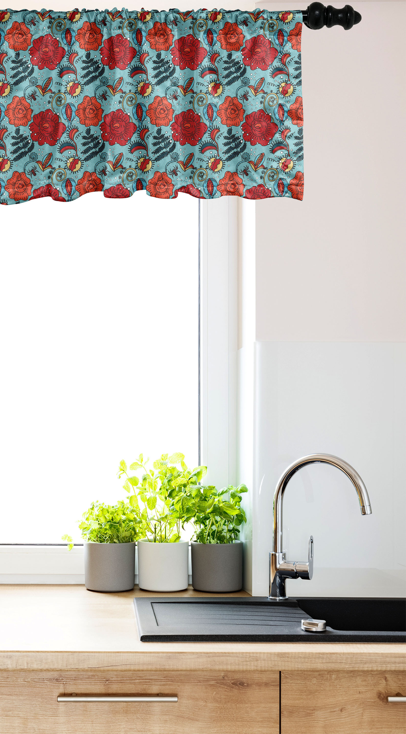 Ambesonne Ivory and Blue Valance Pack of 2 Feminine Botany | Wayfair