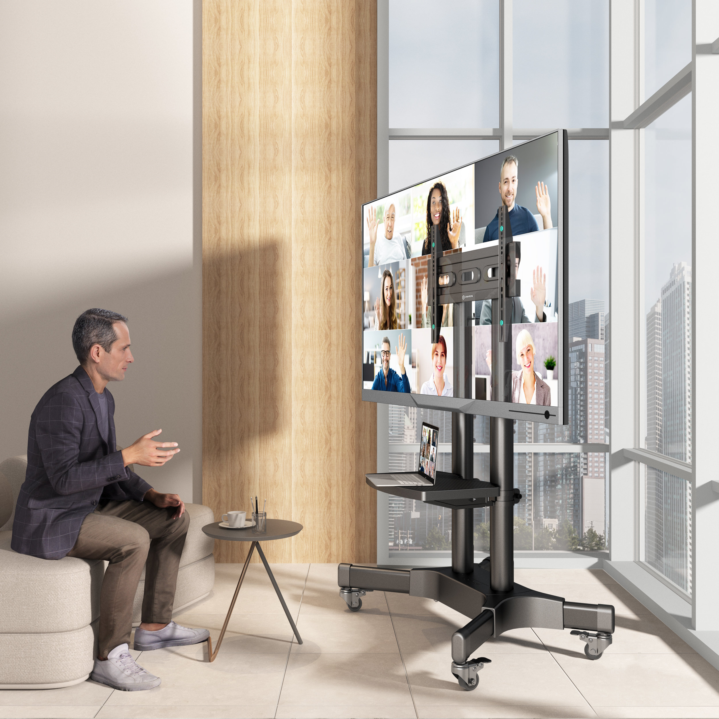 ONKRON Portable TV Stand With Wheels - Adjustable TV Stand for 32-65 ...