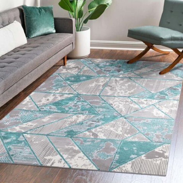 Williston Forge Braxton Geometric Emerald Indoor / Outdoor Area Rug ...
