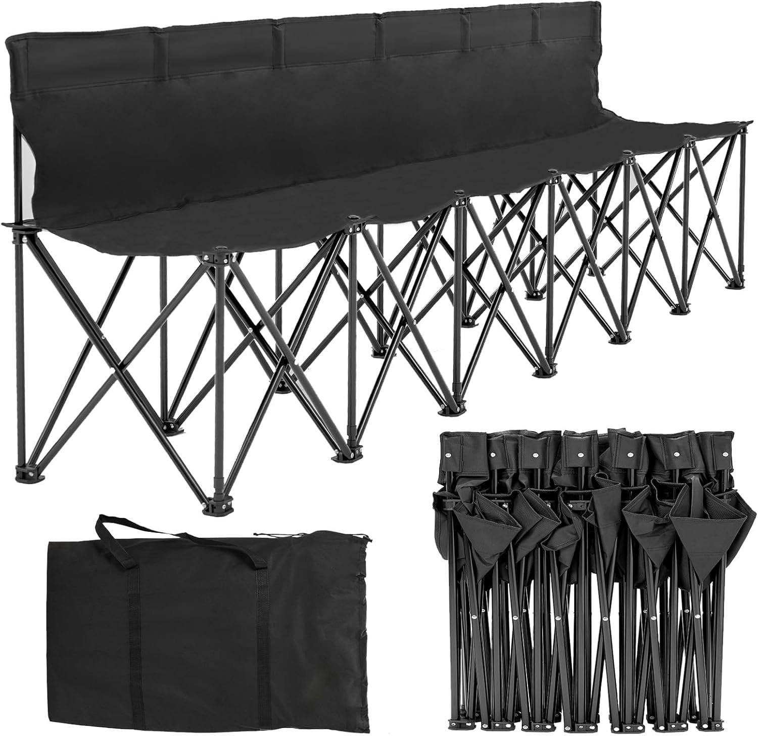 Arlmont & Co. Portable Folding 6-Seater Bench, Team Sports Bench With ...