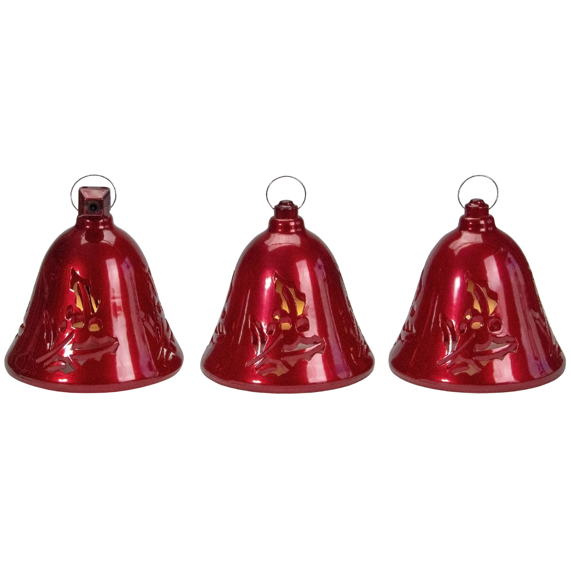 Northlight Seasonal Musical Lighted Red Bells Christmas Decorations ...