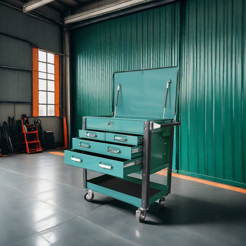 GearGlide Green Multi-Tool Cart With Wheels 34.5'' W Steel Bottom ...