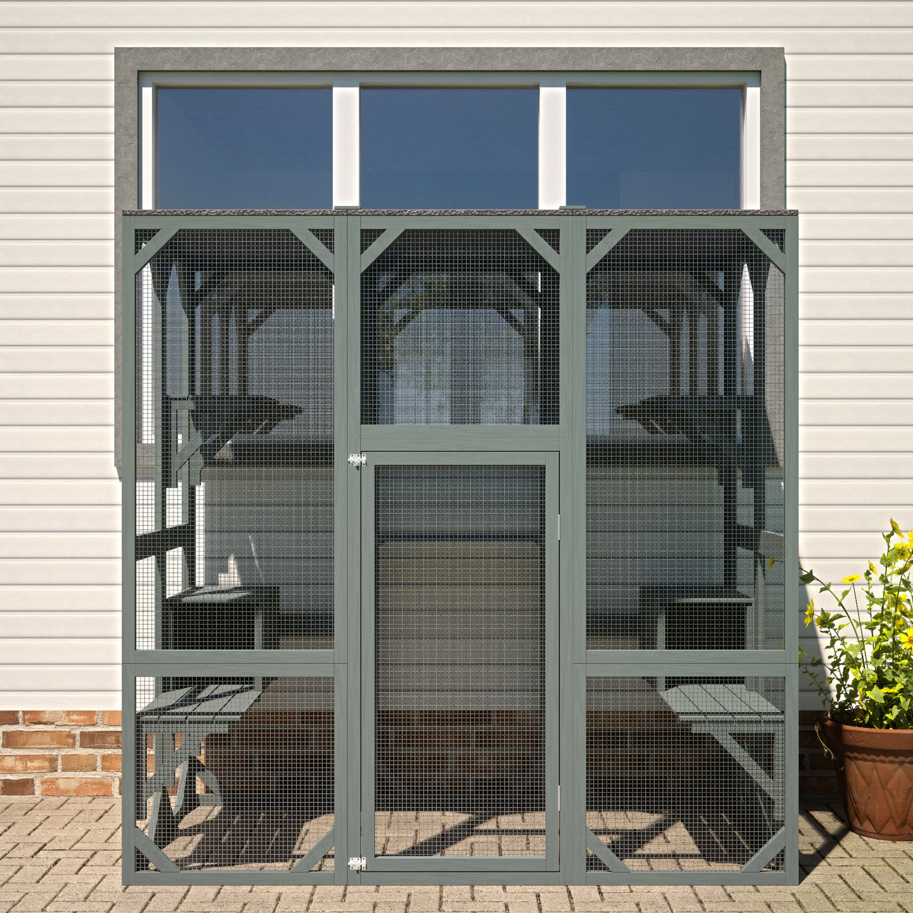 Tucker Murphy Pet™ ,,,, Grey Outdoor Wooden Cat House, 71(l)*37(w)*71(h ...