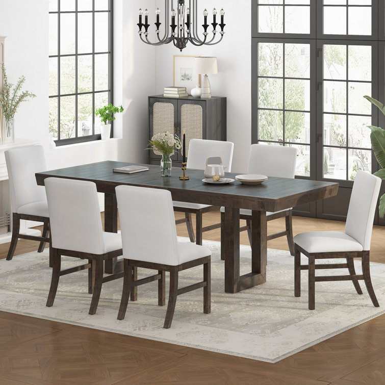 Lark Manor 7-piece Dining Table Set With Upholstered Chairs | Wayfair