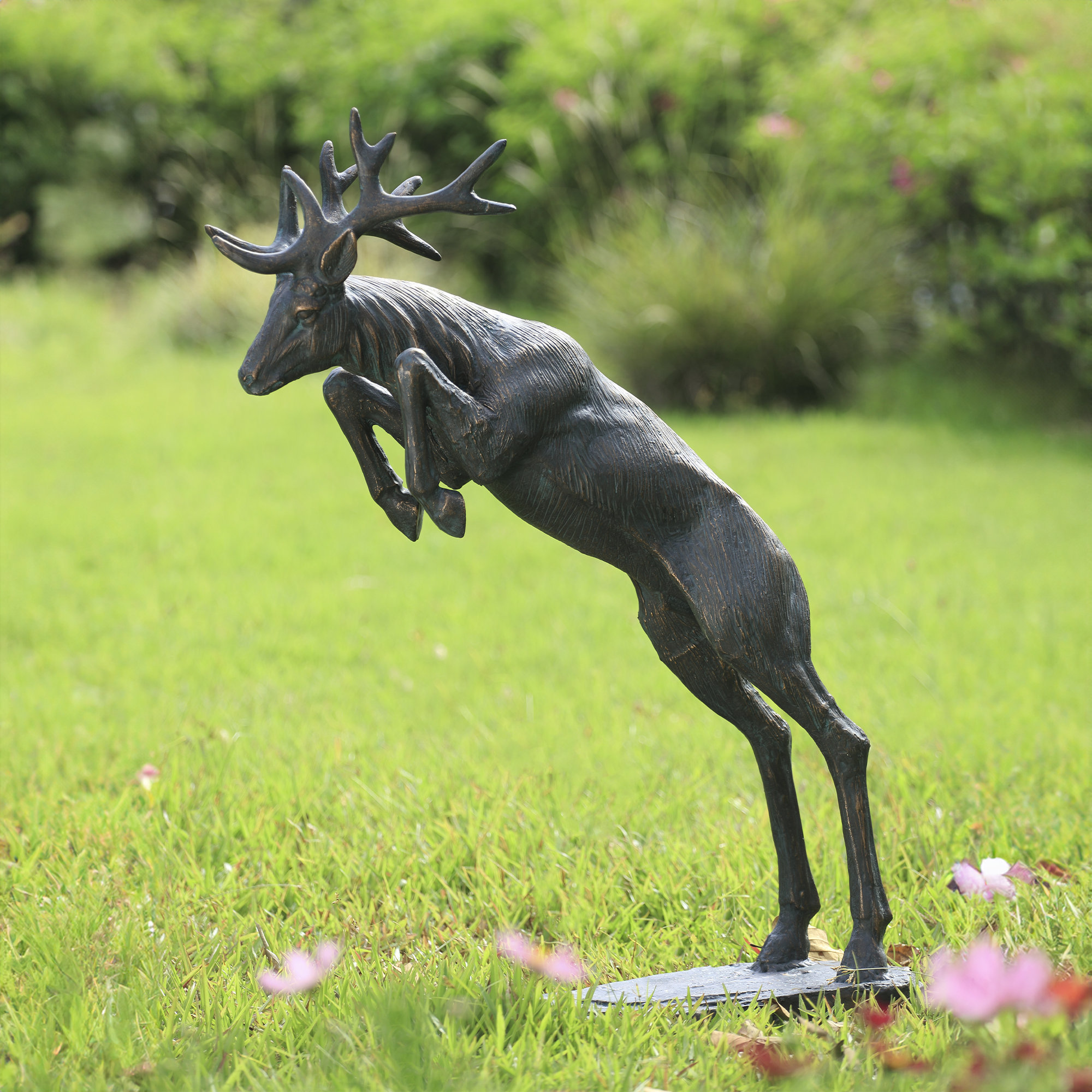 Foundry Select Leaping Stag Garden Sculpture - Wayfair Canada