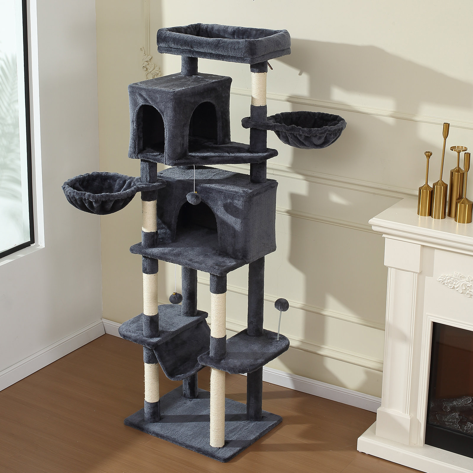 Archie & Oscar™ 70" H Large Cat Tree Multi Level with Hammock, Perches ...