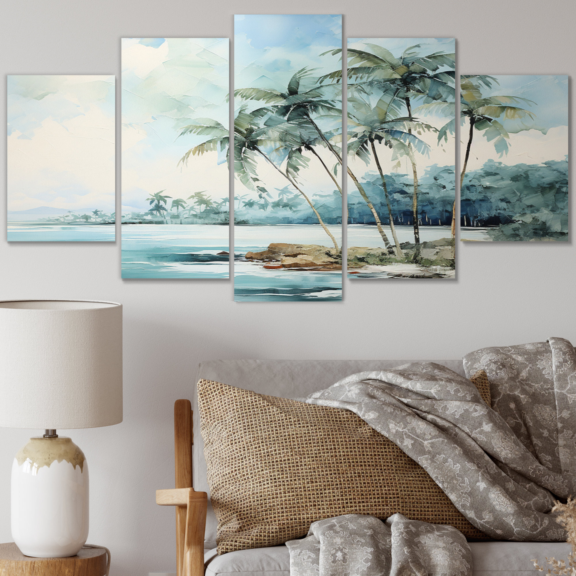 Bay Isle Home™ Green Minimalims Palm Trees VI - Palm Trees Canvas Wall ...