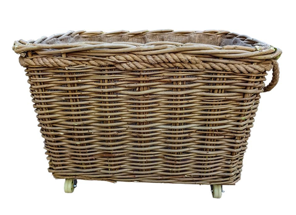 August Grove Hillsg Rope Handle Wicker Log Carrier on Wheel | Wayfair.co.uk