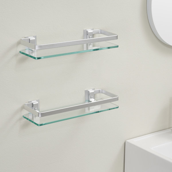 Wrought Studio™ Keyarra Aluminum Bathroom Glass Shelf Tempered Glass ...