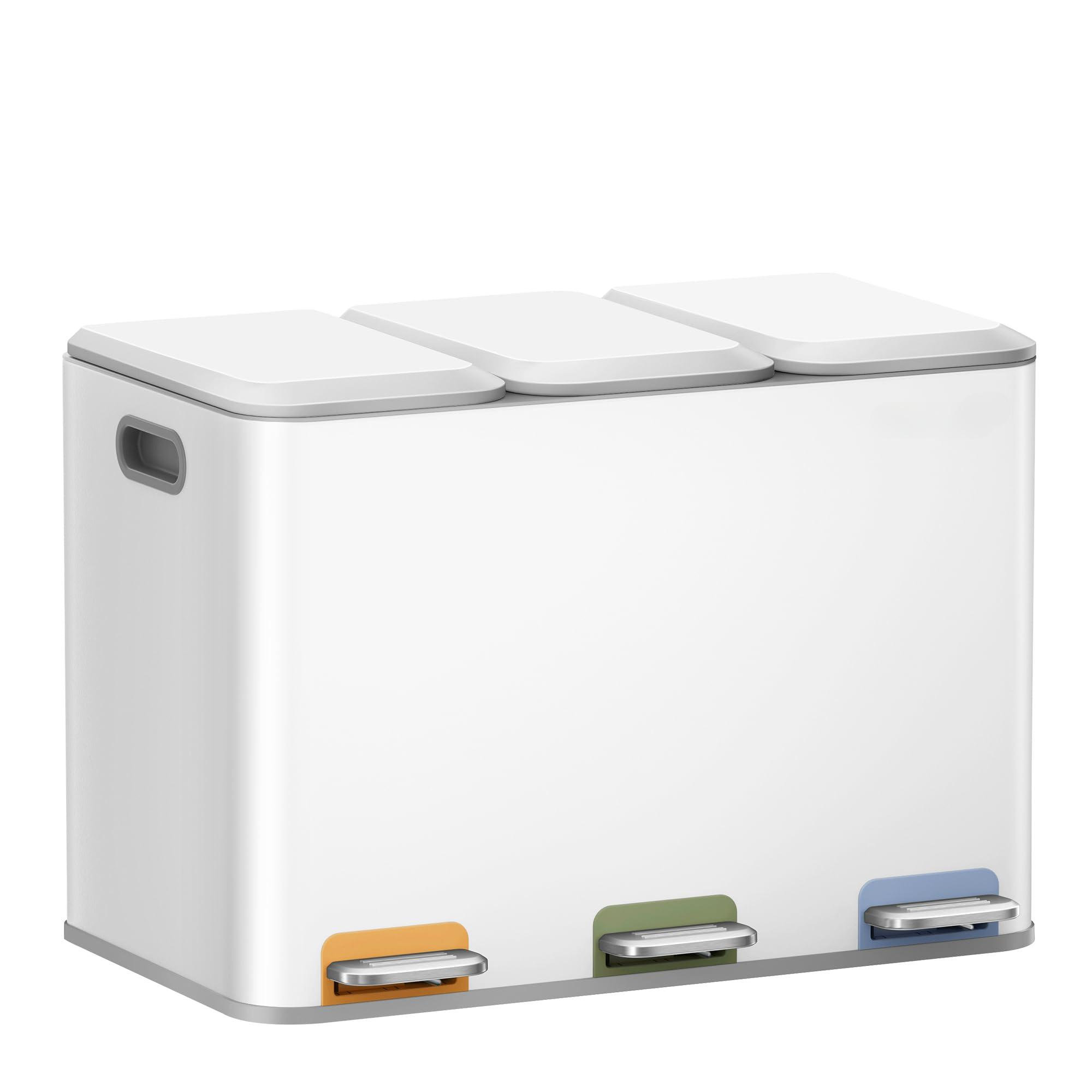Ivy Bronx Triple Kitchen Recycling Bin, 3 X 4 Gallon (15 L) With Color ...