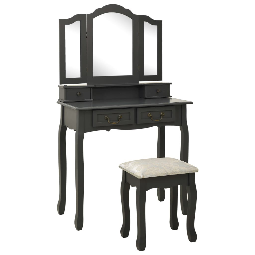Red Barrel Studio® Dressing Table Set With Stool Black 31.5X27.2X55.5 ...