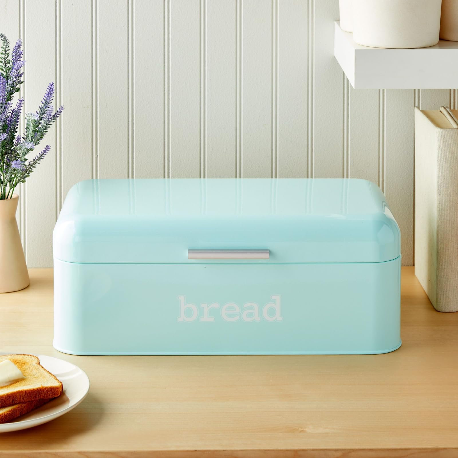 Hokku Designs Mint Green Bread Box For Kitchen Countertop, Stainless ...