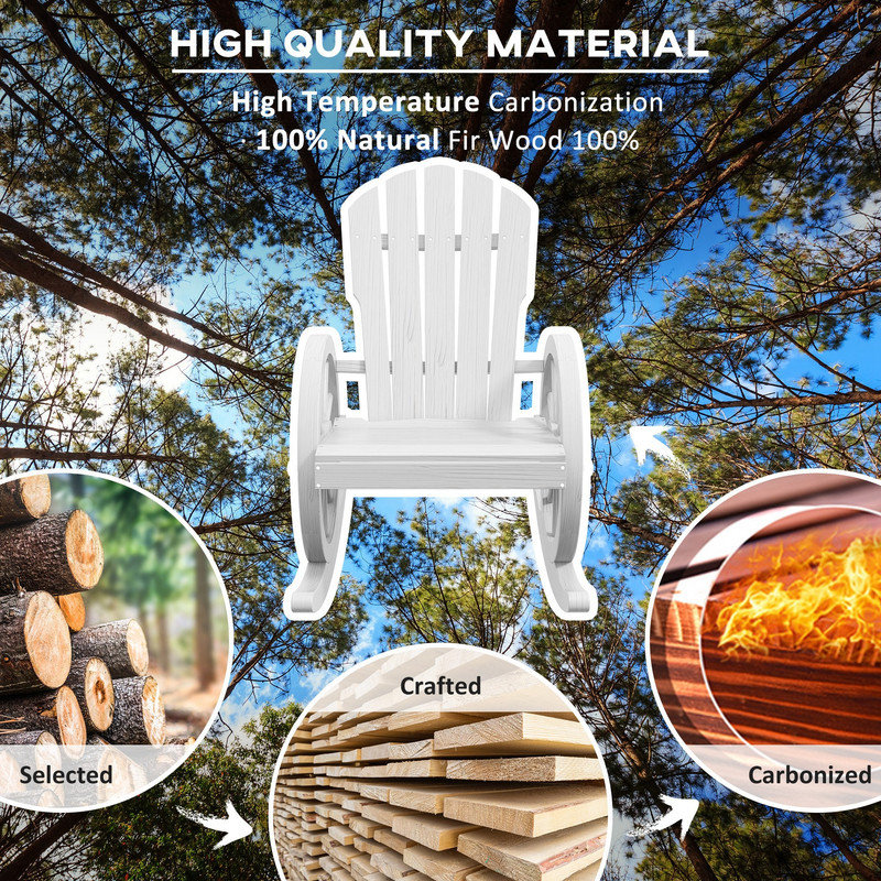 Beachcrest Home™ Outsunny Wooden Rocking Chair, Adirondack Rocker Chair ...