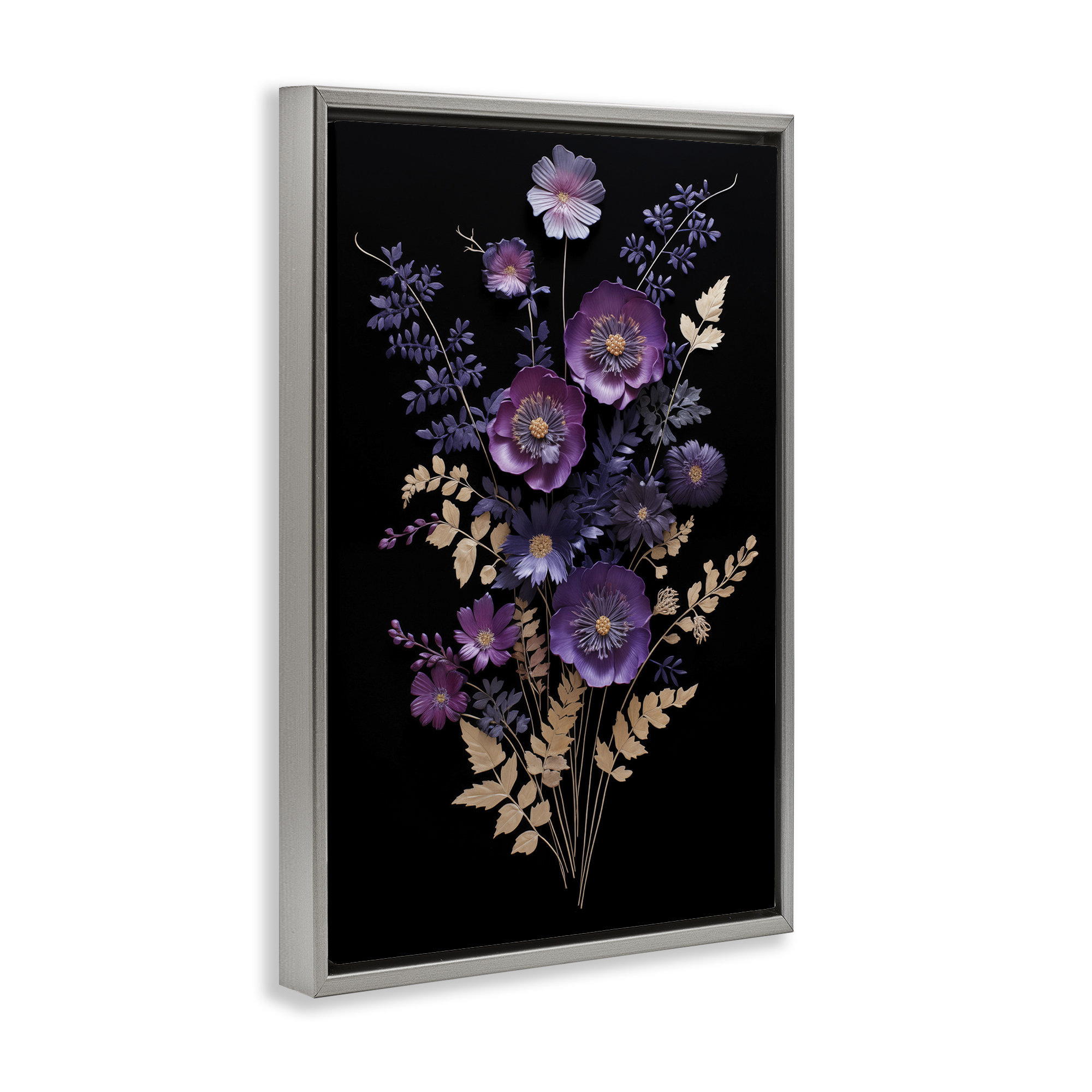 Latitude Run® Dimensional Purple Flowers Floating Frame, design by ...