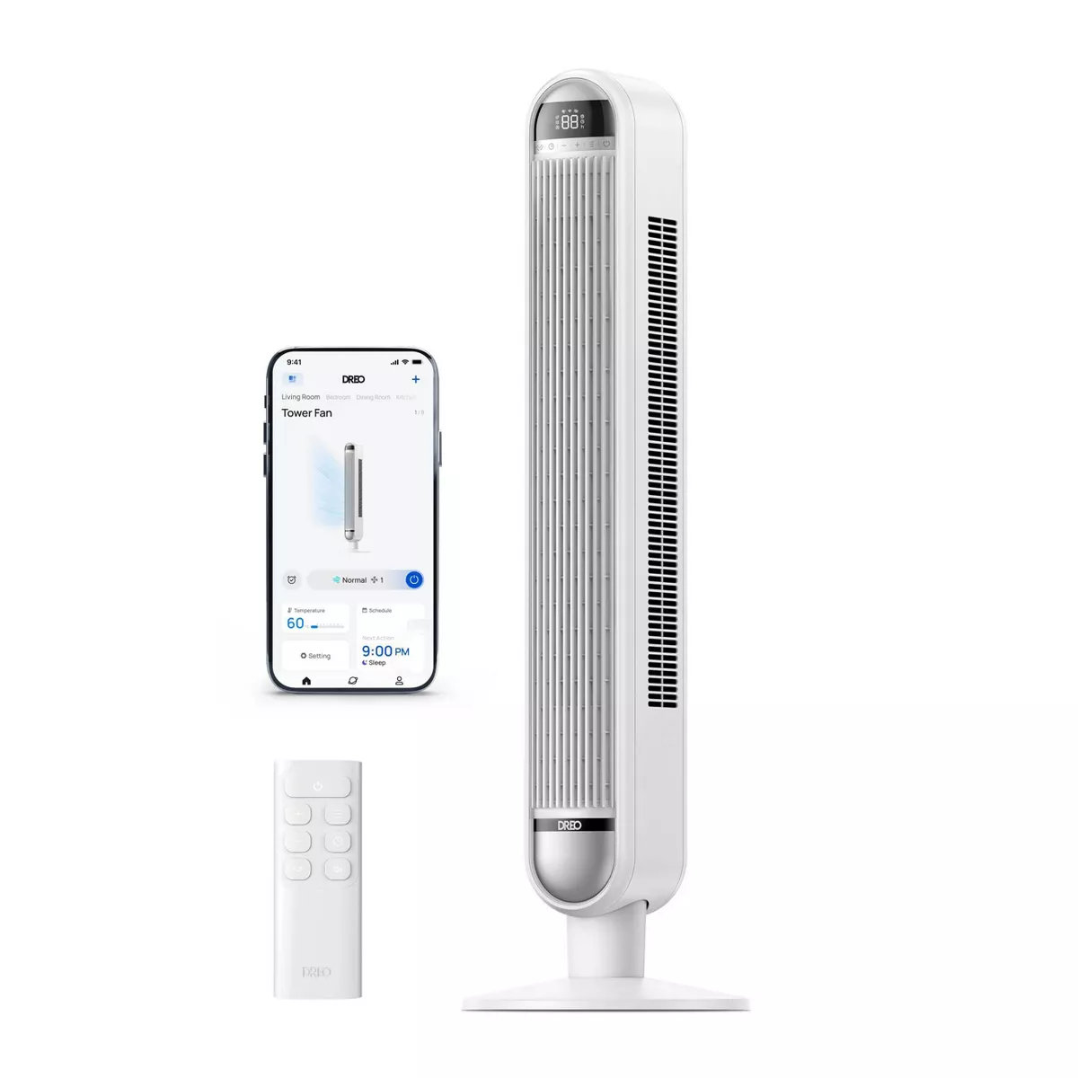 Dreo 42" Cruiser Pro T1 Oscillating Bladeless Remote Tower Fan White ...