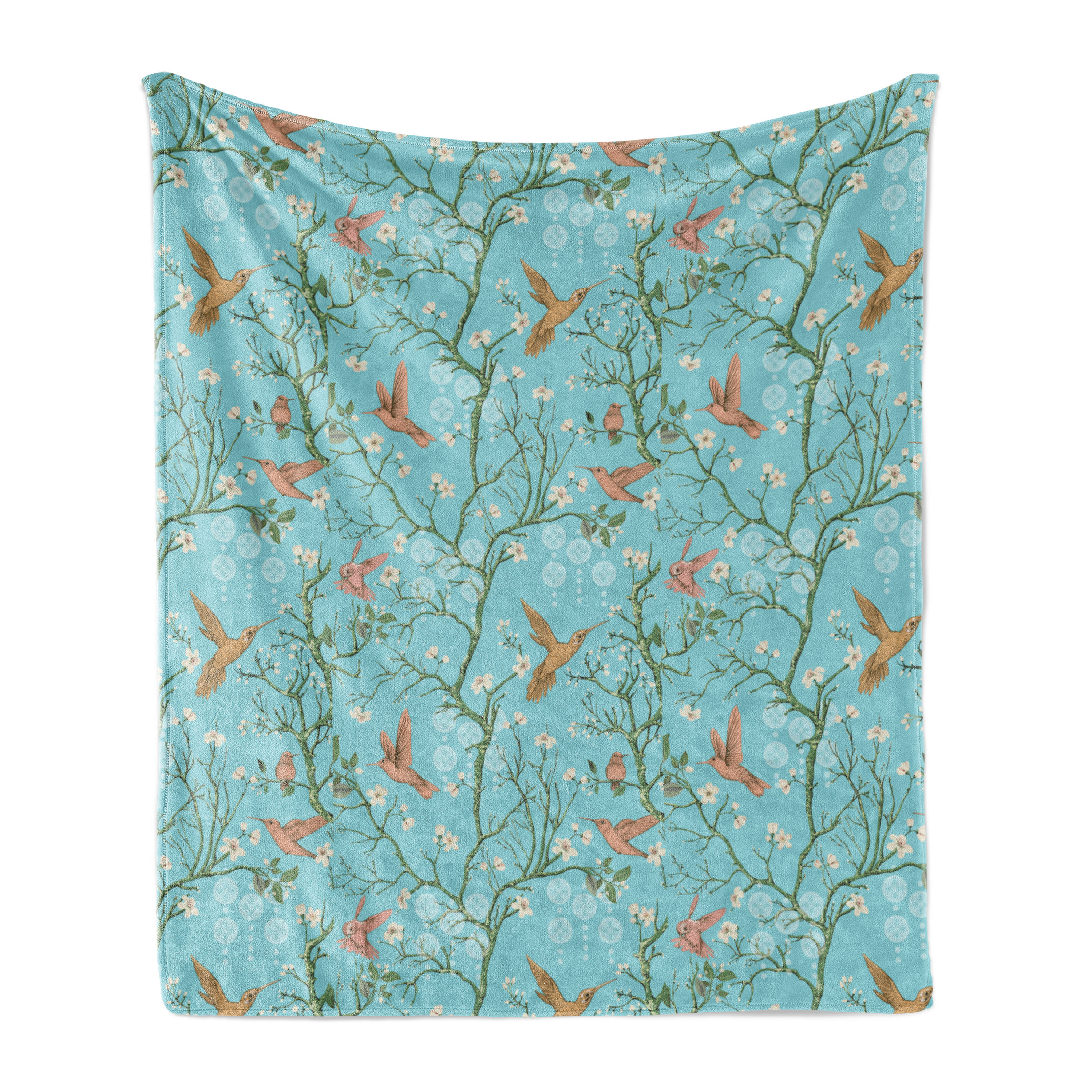 Ambesonne Spring Fleece Throw Blanket Hummingbirds Tree Branches | Wayfair