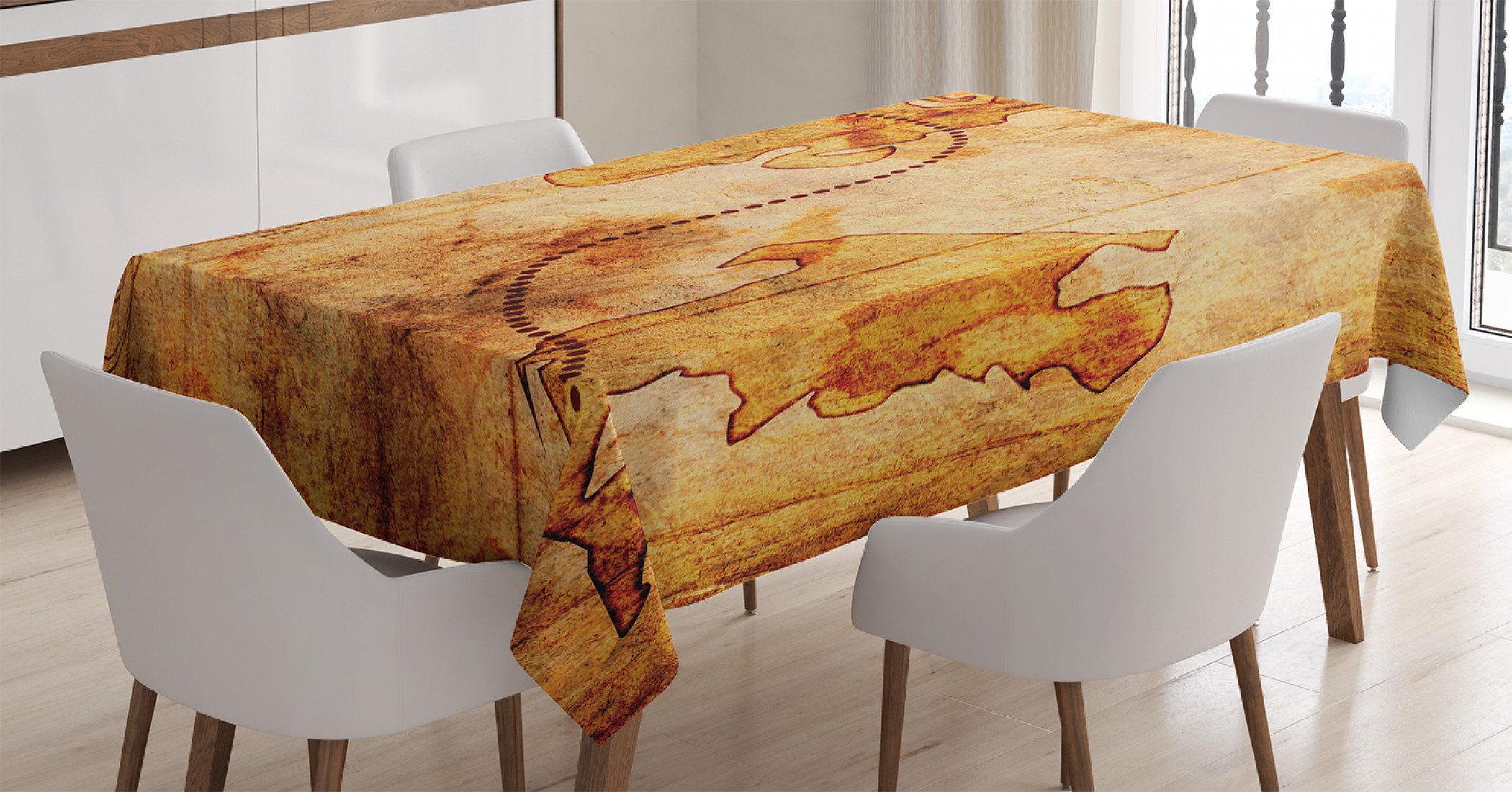 East Urban Home Compass Tablecloth, Bohemian Style Treasure Hunt Map ...