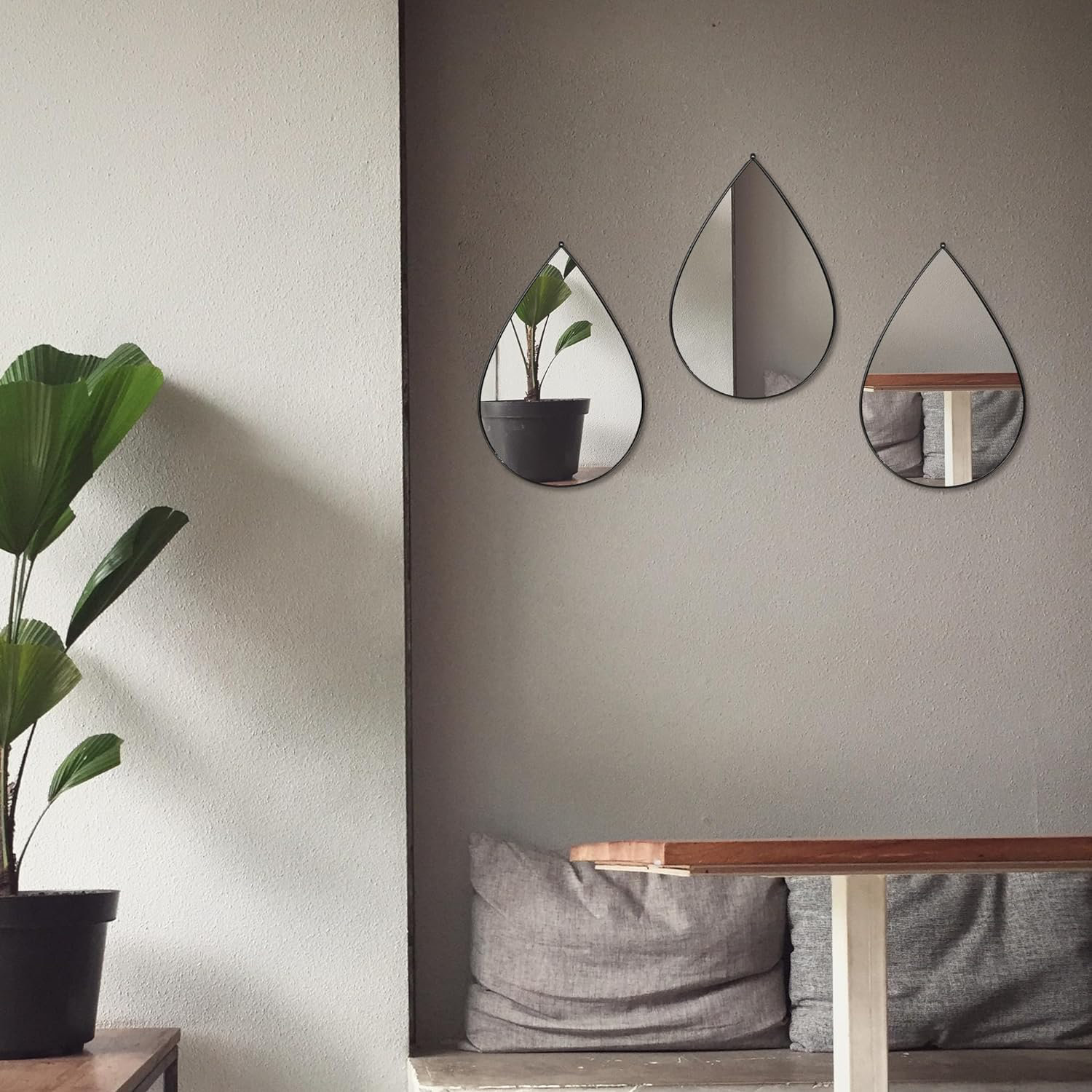 Ebern Designs Black Mirrors For Wall Decoration Teardrop Mirrors, Pack ...