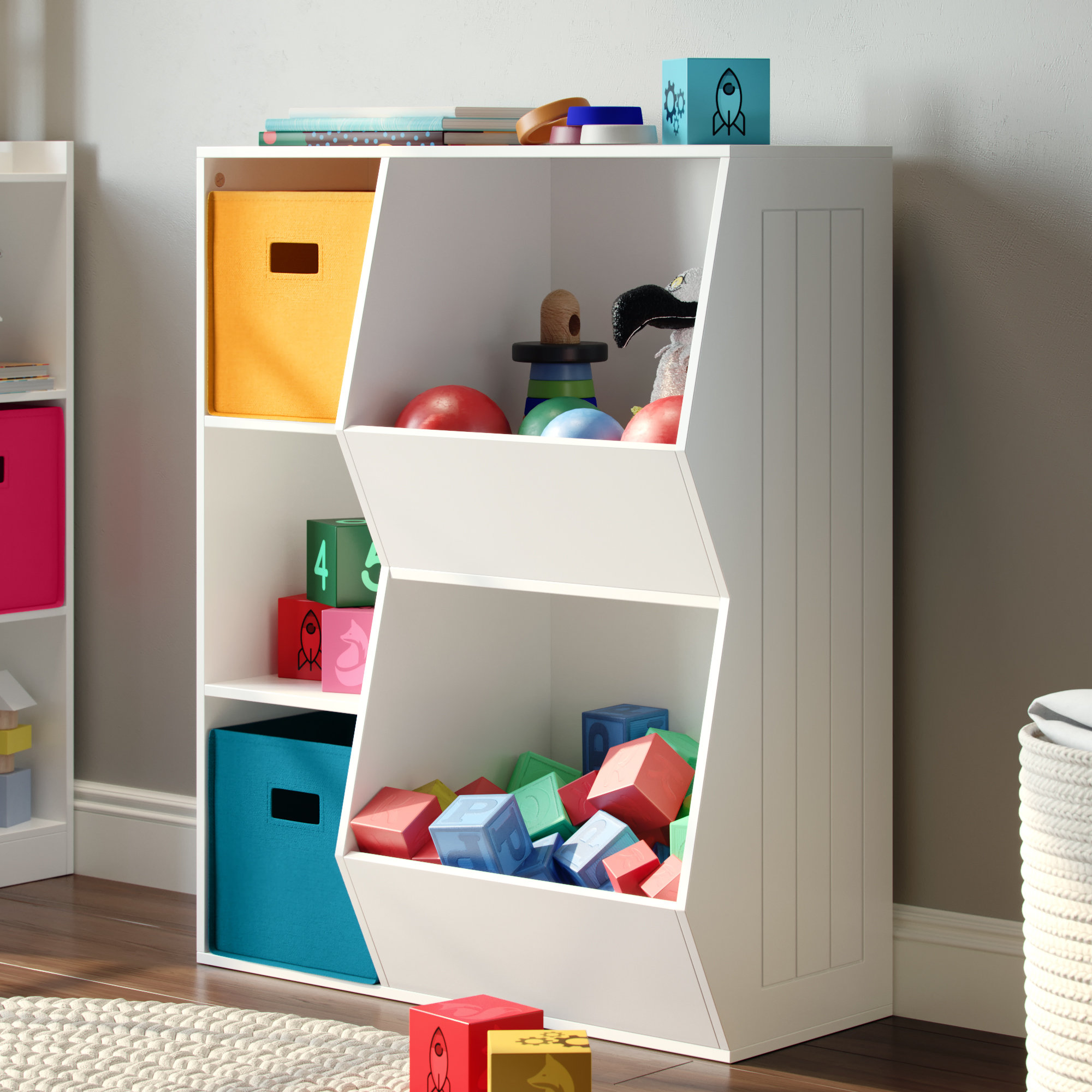 RiverRidge Home RiverRidge Kids Playroom Toy Organizer and Bookcase ...