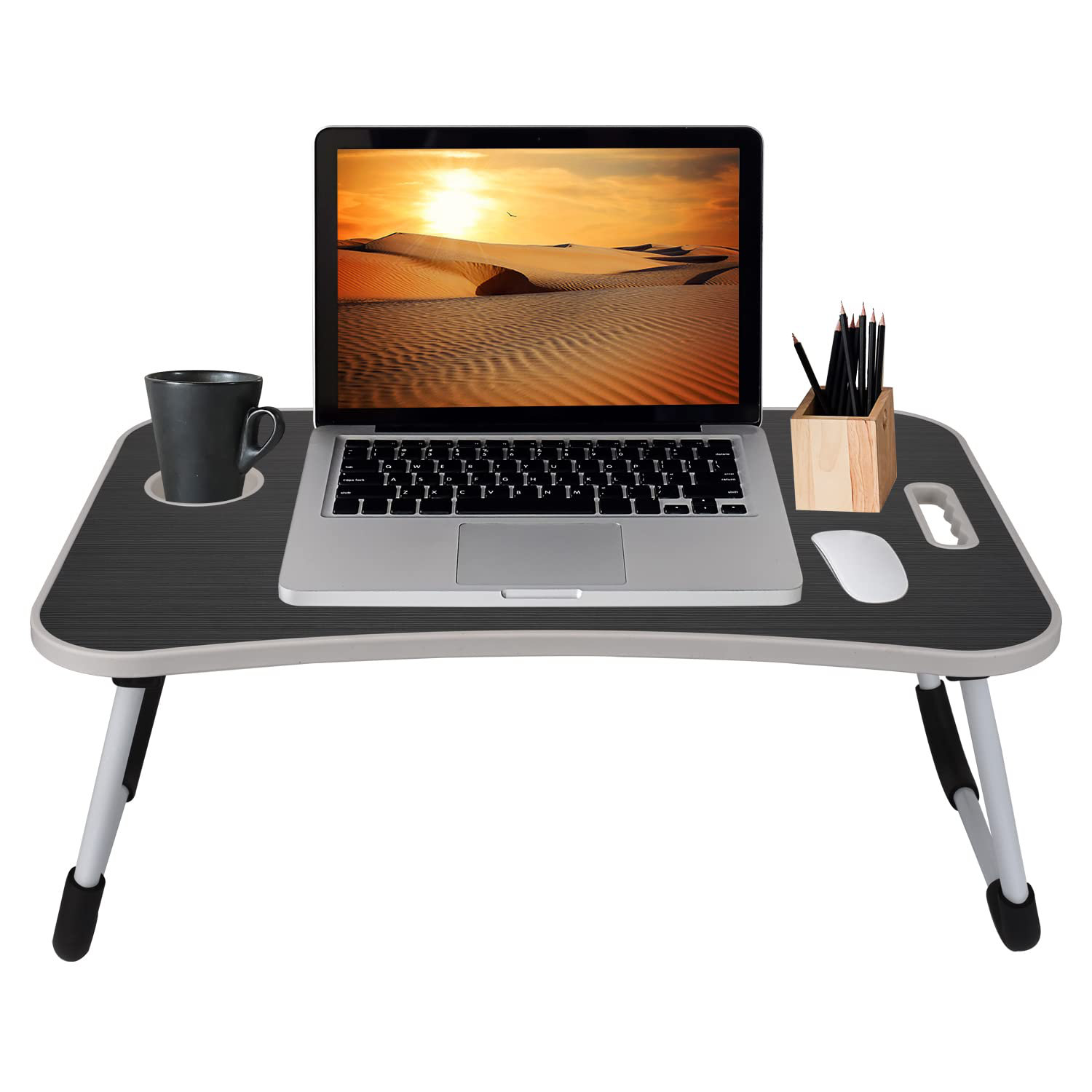 Inbox Zero Folding Lap Desk, 23.6 Inch Portable Wood Laptop Bed Desk ...