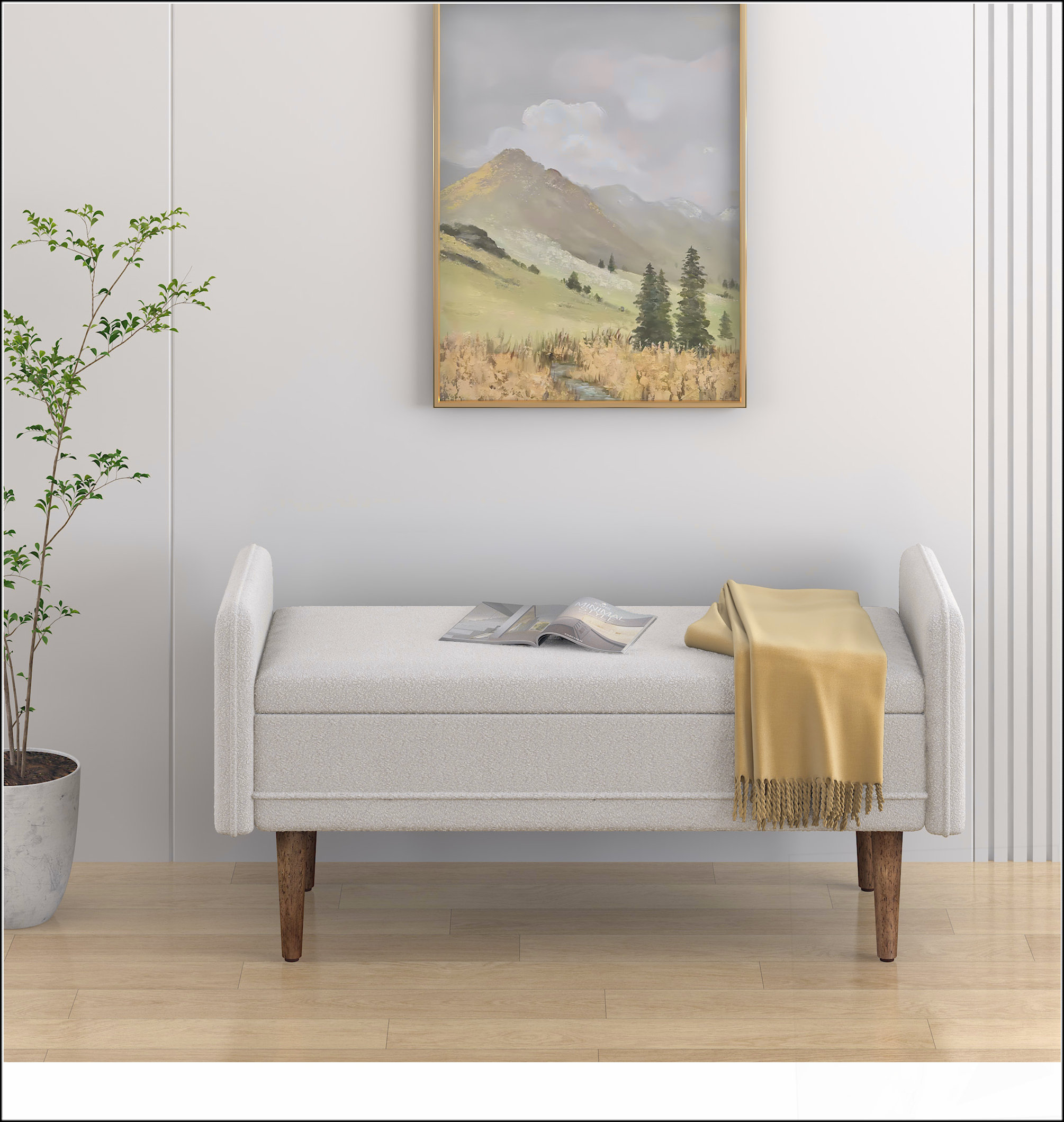 Latitude Run® Teddy velvet storage stool, ,with storage space, suitable ...