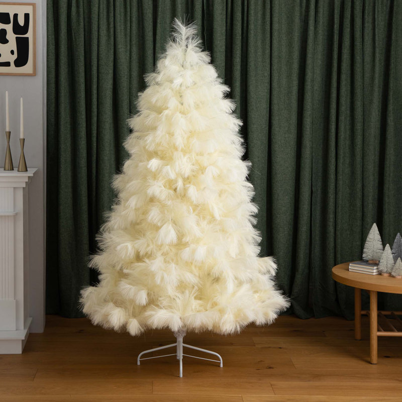 The Holiday Aisle® Artificial Off-White Pampas Grass Christmas Tree ...