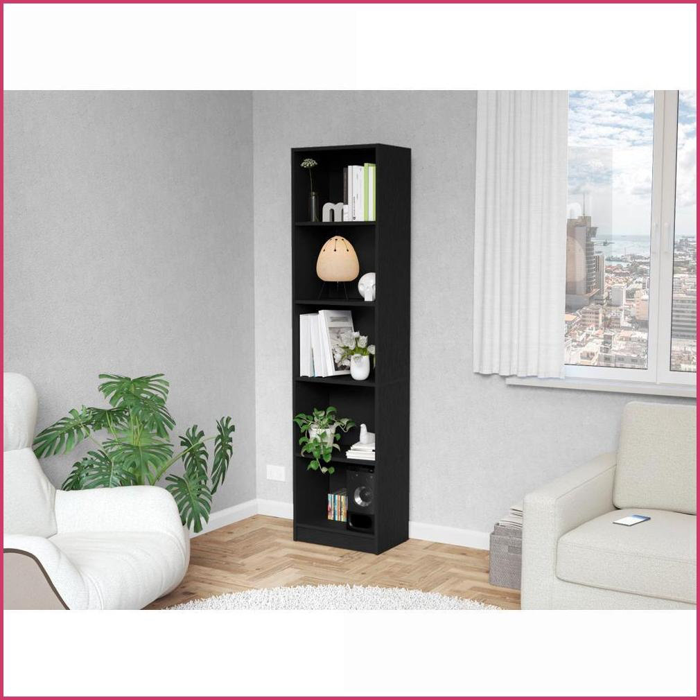 Latitude Run® Bookcase, 5-Shelf Slim Modern White | Primary Living ...