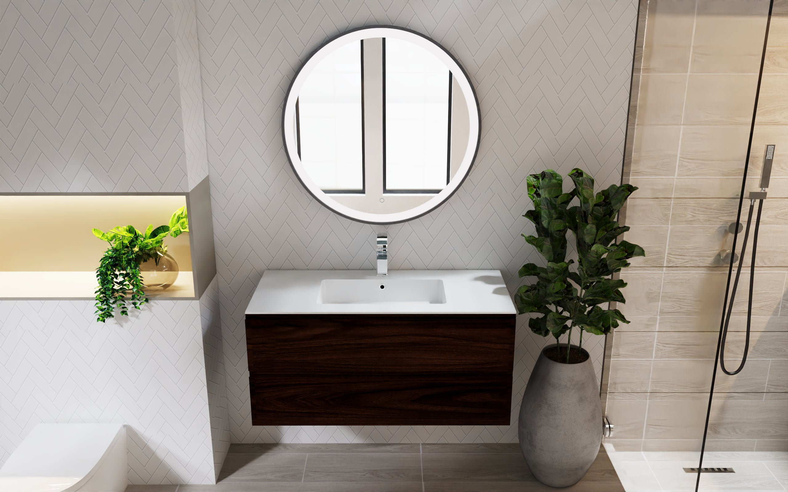 DAX Pasadena Vanity Cabinet 24 In Cement w/ Onix Basin | Wayfair