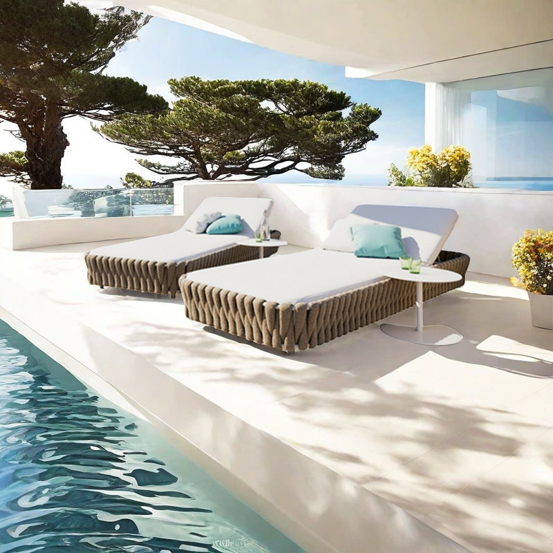 Elegance Furnishings Resort-Style Outdoor Lounger Outdoor Fabric Chaise ...