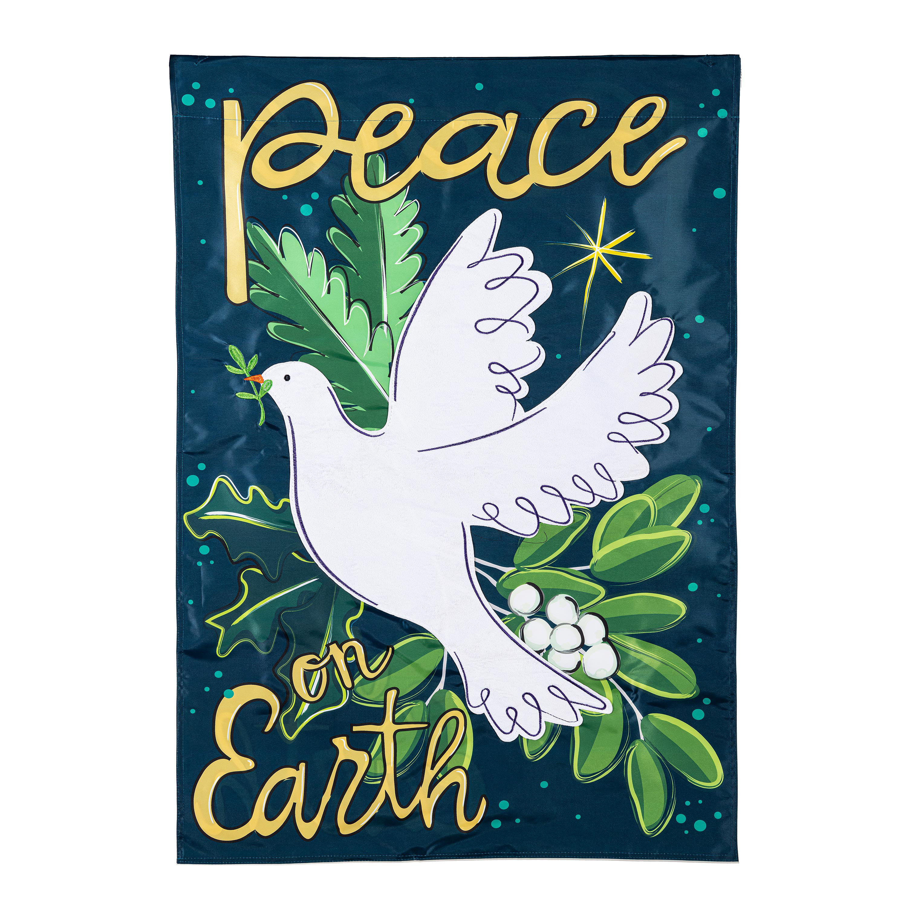 Ophelia & Co. Peace On Earth Applique House Flag | Wayfair