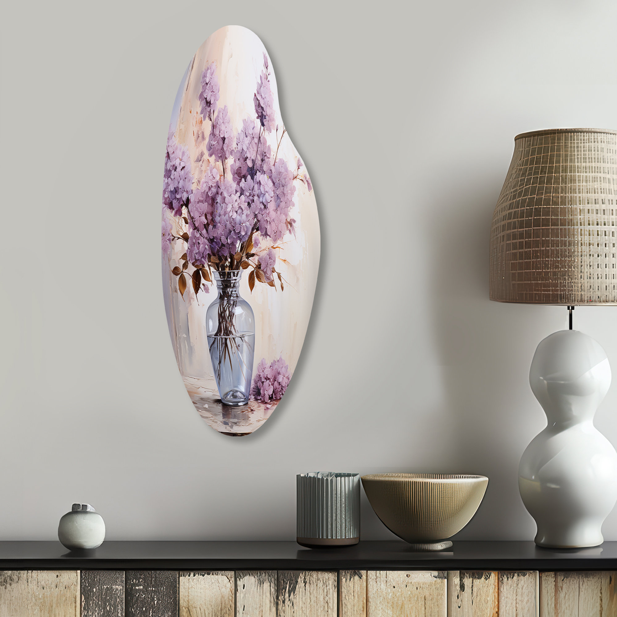 Design Art Lilacs Lavender Serenade II - Lilacs Curved Shape Irregular ...
