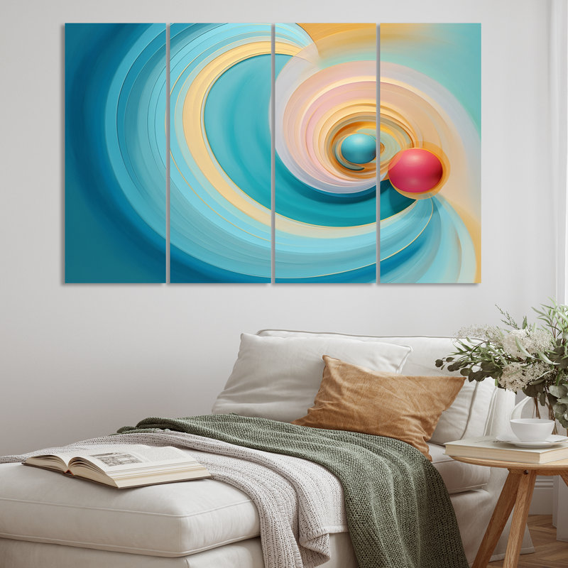 Wrought Studio™ Geometry Of The Mind In Retro Turquoise I 4 Pieces ...