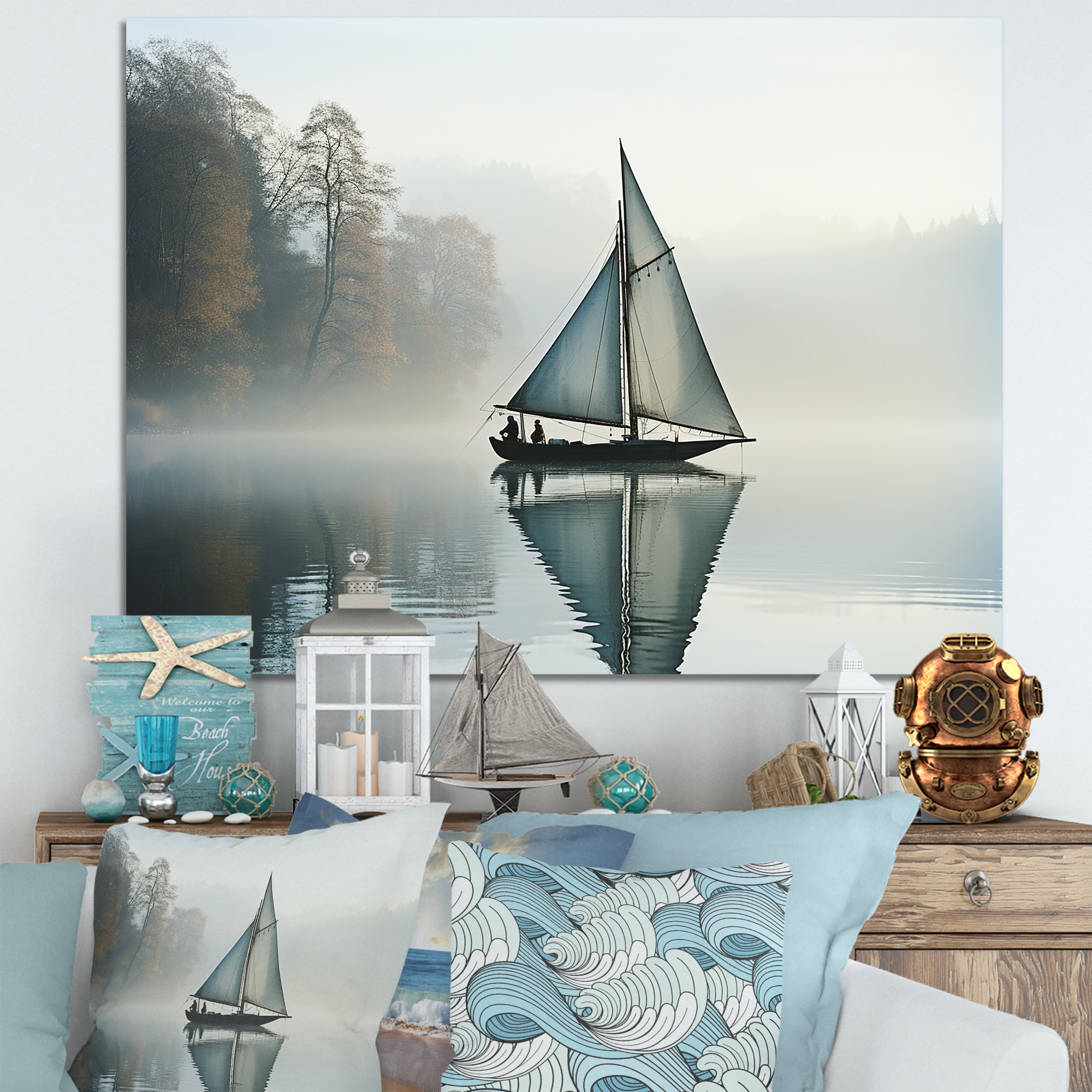 Breakwater Bay Sailing Charm In The Morning Mist I On Canvas Print ...