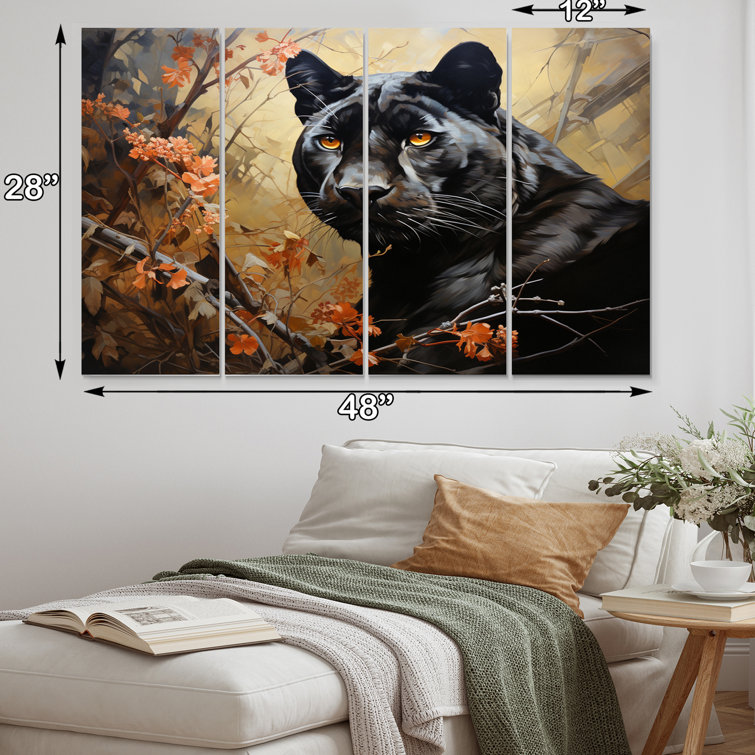 Dakota Fields Black Panther Collage Of Nature On Canvas 4 Pieces Print ...