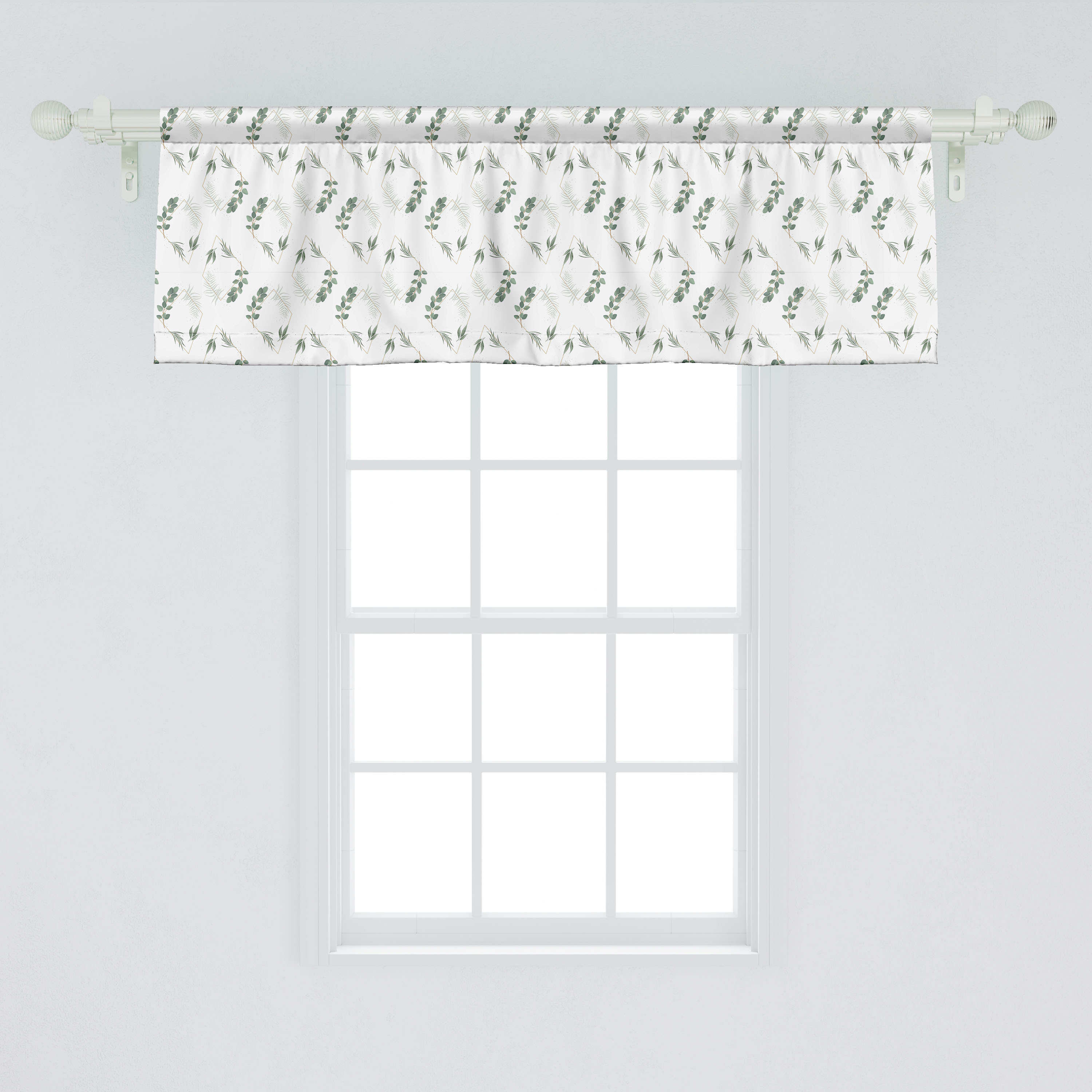 Ambesonne Botanical Valance Pack of 2 Olive Branches and Forms Reseda ...