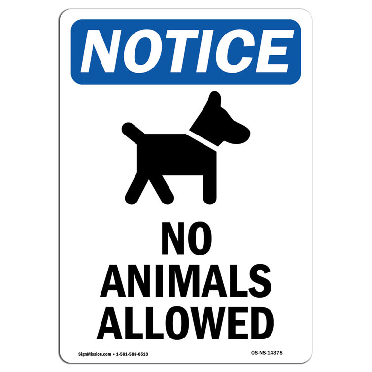 SignMission No Animals Allowed Sign with Symbol | Wayfair