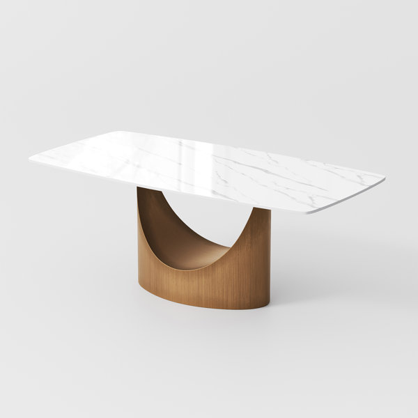 Everly Quinn Hobart Modern White Rectangular Sintered Stone Dining ...