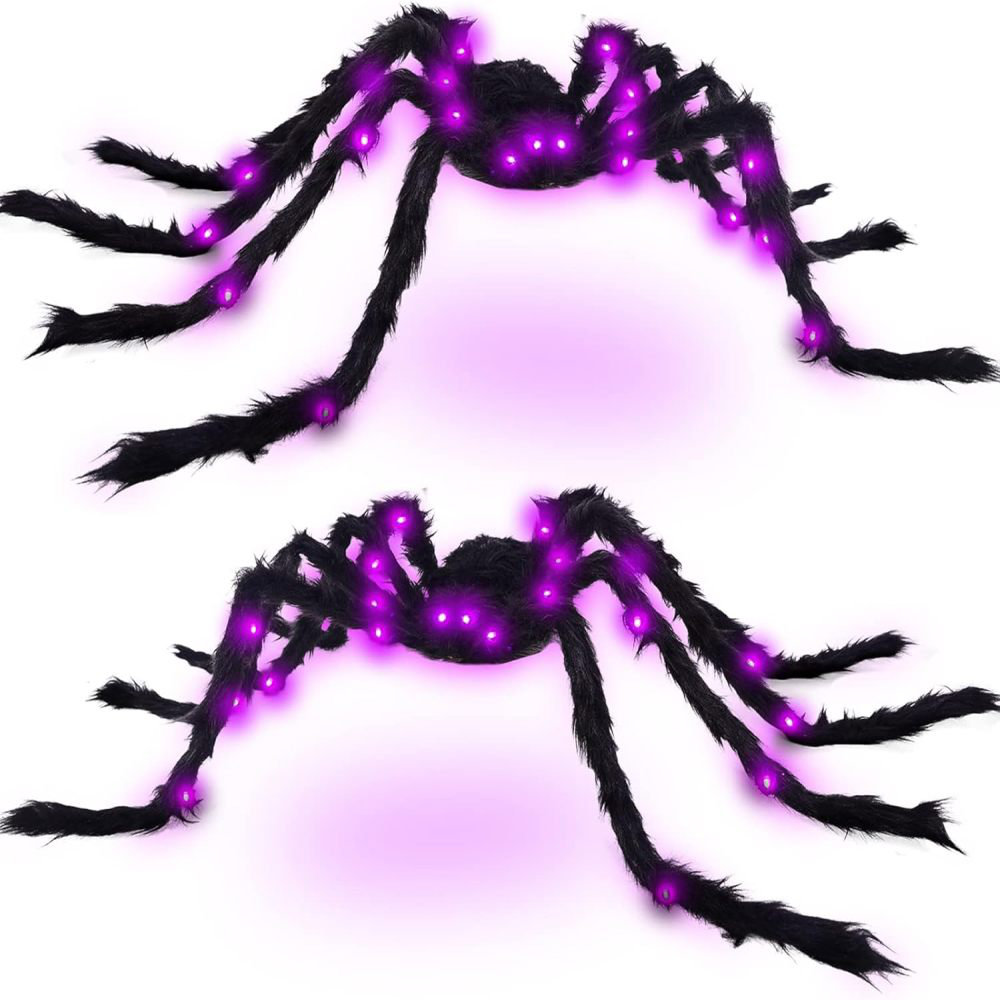 Mercer41 2Pcs 5Ft Halloween Spider Decorations Outdoor, Giant Spider ...