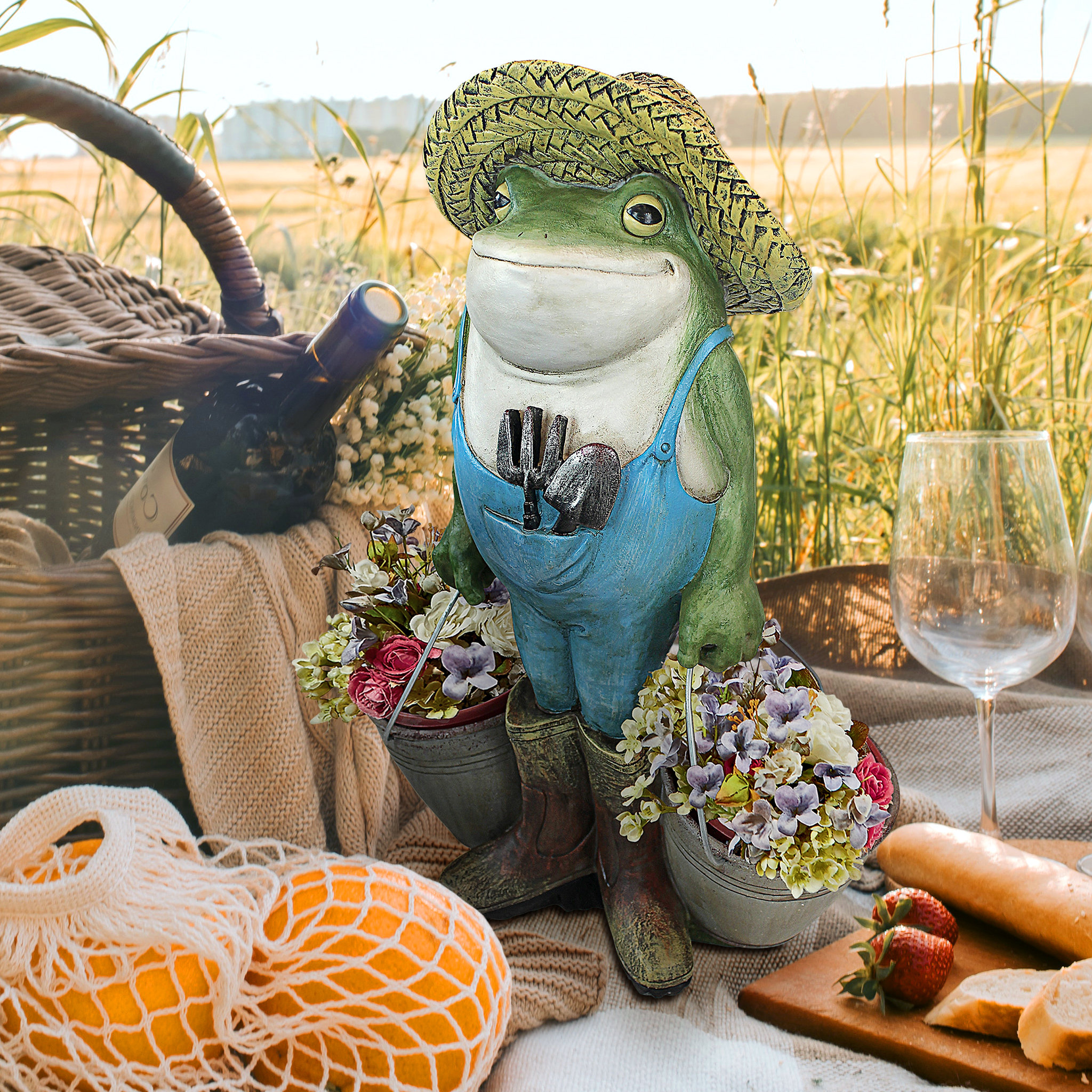 Design Toscano Buckets the Garden Frog Statue & Reviews | Wayfair