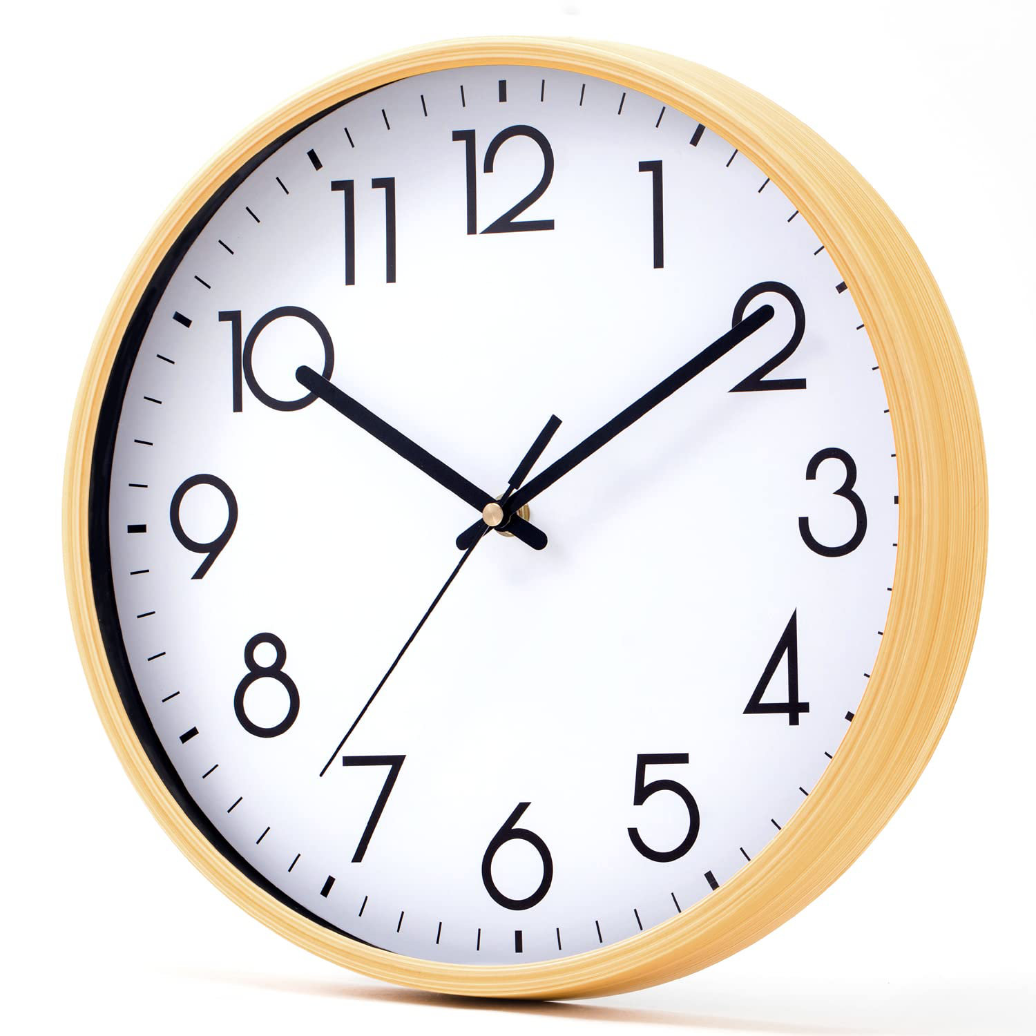 Ebern Designs 12 Inch Wall Clock Wood Grain Round Wall Clock Silent And ...